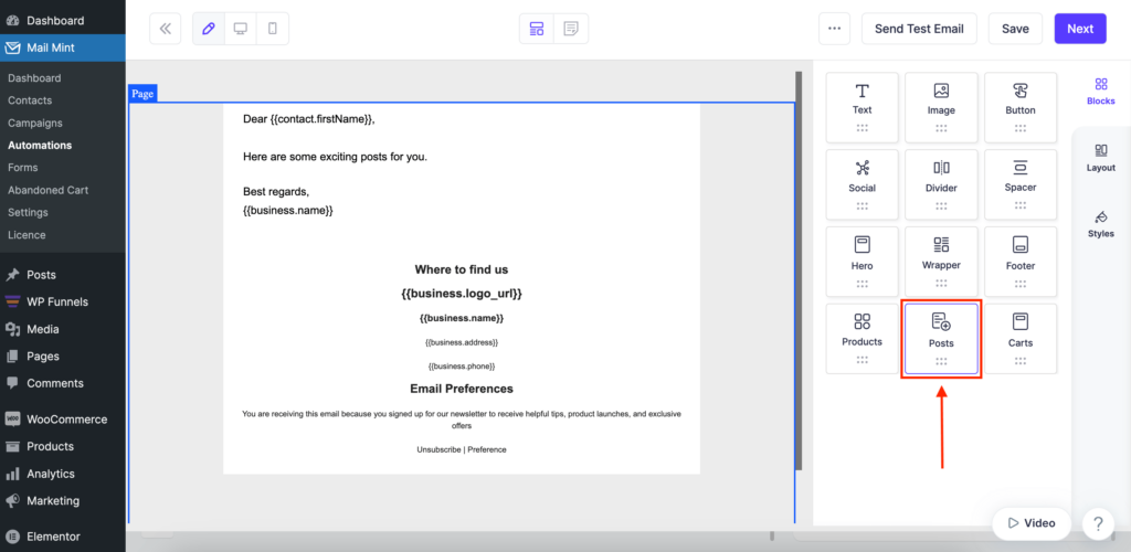 How to Use Post Block in Email Builder for Sending Post