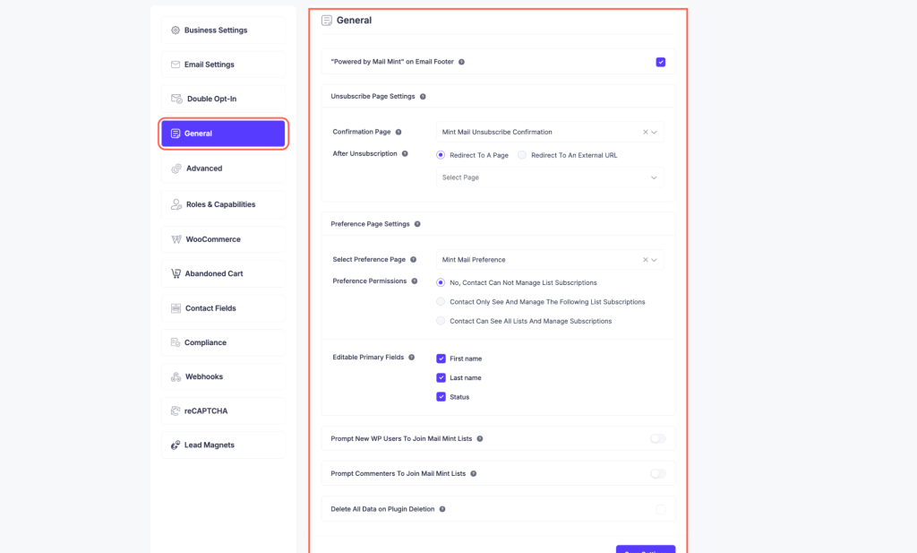 Mail Mint Settings | WPFunnels